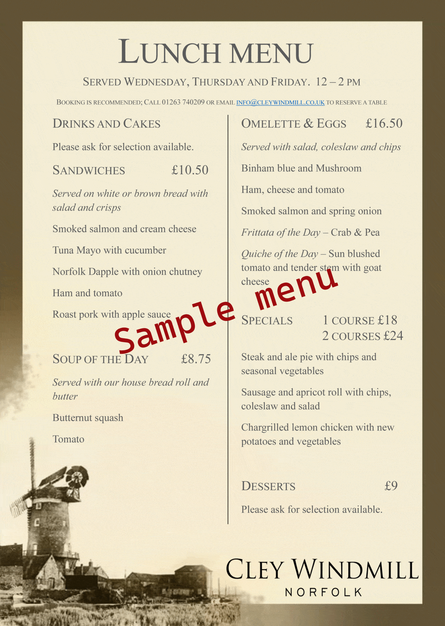 Dining at Cley Windmill – Cley Windmill